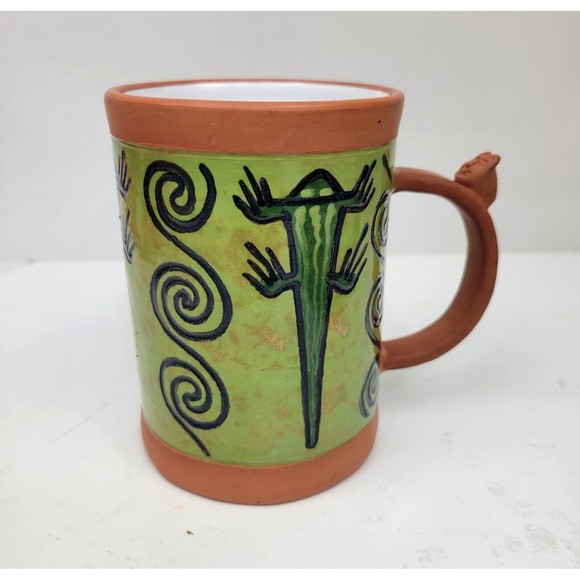 Handmade | Dining | Art Pottery Coffee Mug Hand Painted Terra Cotta ...